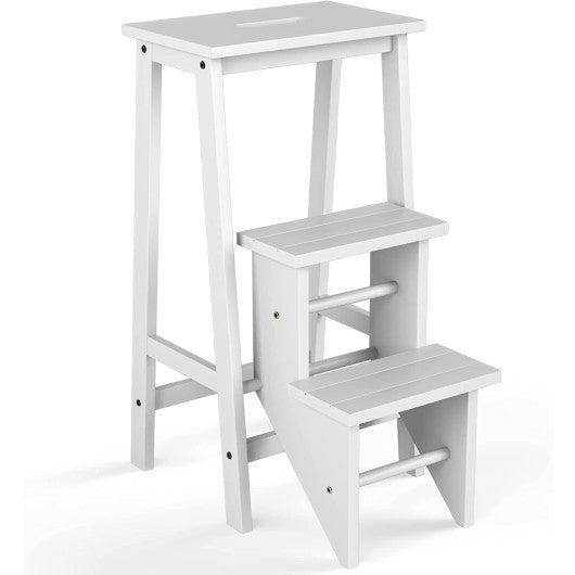 3 Tier Step Stool 3 in 1 Folding Ladder Bench-White – VYSN