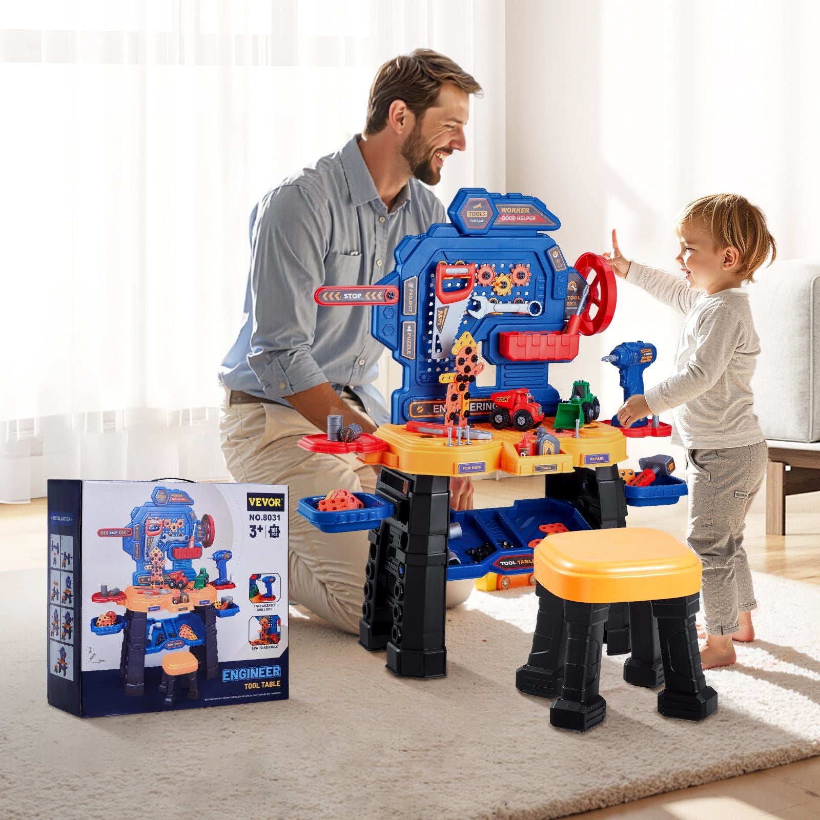 Kids Workbench 181 pcs Tool Bench with Realistic Tools and Electric Dr ...