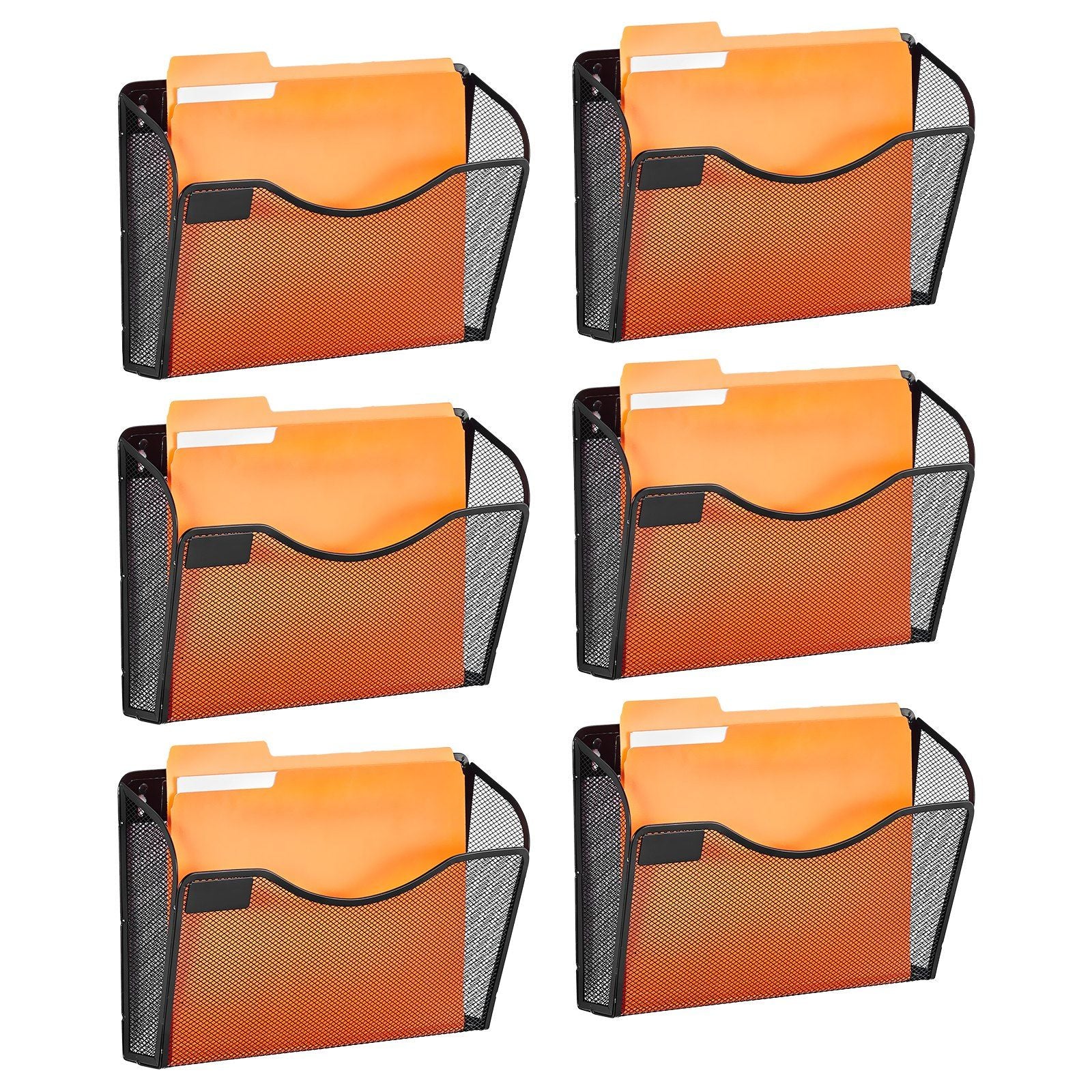 Hanging Wall Files Organizer, 6 Pack Single Pocket Mesh Wall File Hold ...