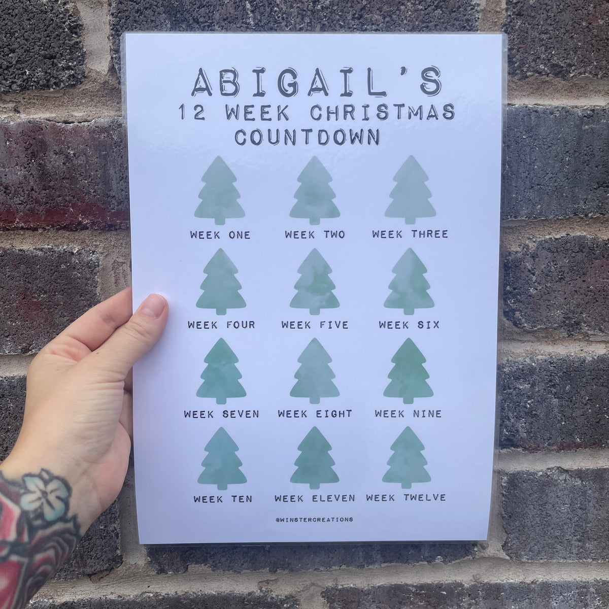 Personalised A4 Any Name 12 Week Countdown Christmas Weight Loss Chart ...