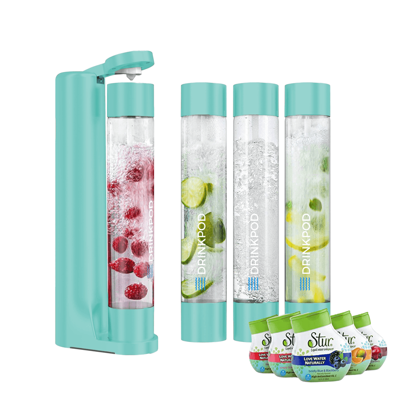 FIZZPod 1+ Soda Maker + Stur Water Flavor Enhancemer Pack by Drinkpod ...